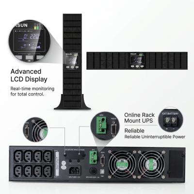 China 2000W 2kVA UPS 19 Inch 72V Lithium Ion Battery UPS Online Rack Mount Lithium-ion UPS LCD for sale