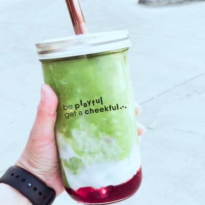 China Reusable boba tea glass cups with straw for sale