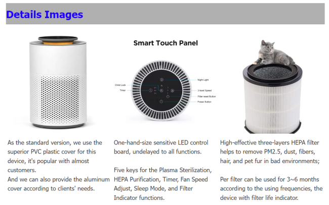 WAYPOTAT HC10 Air Purifier Specifications
