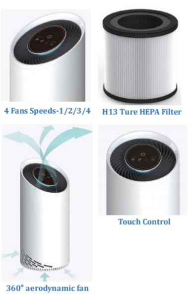Quality Living Room HEPA 13  Tobacco Smoke Air Cleaner For Remove Dust Odors Kill Viruse for sale