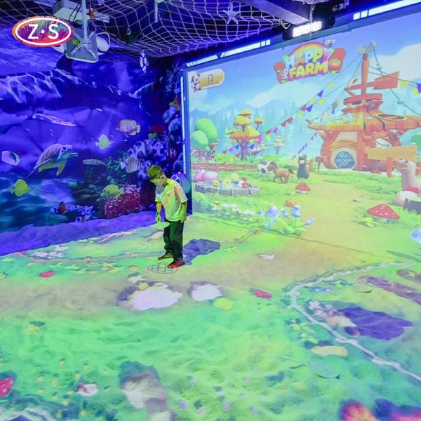Quality 3LCD Interactive Floor Wall Projection Games Multiplayer Immersive Joyful Beach for sale