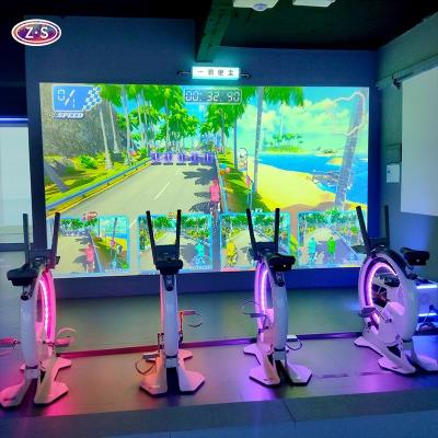 China Snowy Speed Race Interactive Wall Projection Fitness Game AR Bicycle Simulator for sale