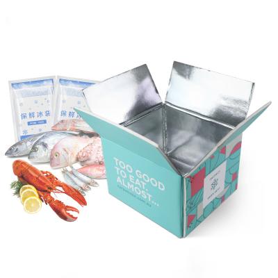 China Custom Logo Carton Aluminum Foil Box Fish Meat Vegetables Fruit Styrofoam Lunch Insulated Shipping Big Frozen Product Box for sale