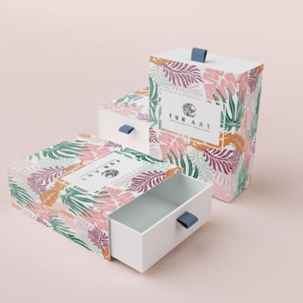 Quality ECO Friendly Customized Colored Printed Cardboard Paper Drawer Box Printed Paper Packaging Drawer Sliding Gift Box With Ribbon for sale