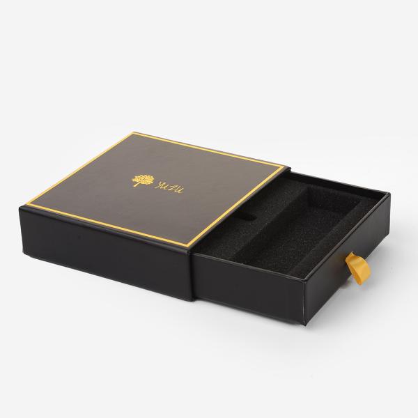 Quality Custom Logo Die Cut Paper Gift Boxes High Density EPE Foam Insert Shockproof Trays Drawer Slide Embossed Sponge Cardboard for sale