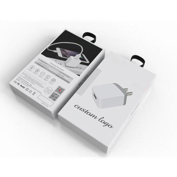 Quality Custom Logo Cardboard Phone Accessories Data Cable Packing Box Mobile Charger Packaging Box Charging Cable Box With Hanger for sale