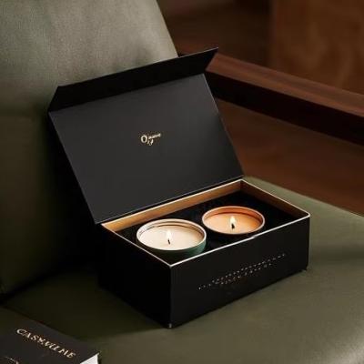China Custom Luxury Small Business Candle Packaging Boxes Recyclable Rigid Paperboard with Logo Sponge Liner Gift Shipping for sale