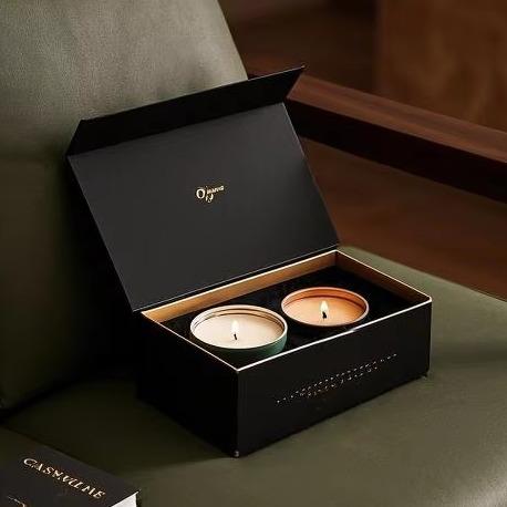 Quality Custom Luxury Small Business Candle Packaging Boxes Recyclable Rigid Paperboard with Logo Sponge Liner Gift Shipping for sale