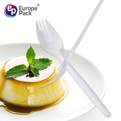 Cina Forcella di plastica amichevole del cucchiaio di Eco chiara con lo spork di plastica riutilizzabile del dolce in vendita