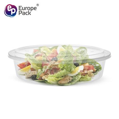 Cina 2000ml Heat resistant plastic round transparent disposable PP plastic salad bowl with lid in vendita