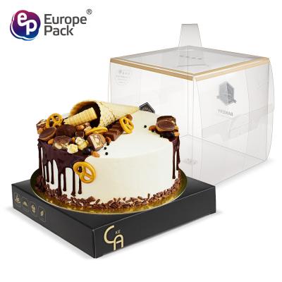 China Factory direct custom packaging clear plastic cake container box with handle for sale
