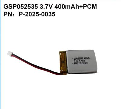 China Rechargeable Batteries 3.7V Li Ion Battery GSP052535 3.7V 400mAh+PCM Battery for sale