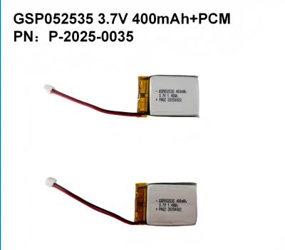 China Rechargeable Batteries 3.7V Li Ion Battery GSP052535 3.7V 400mAh+PCM Battery for sale