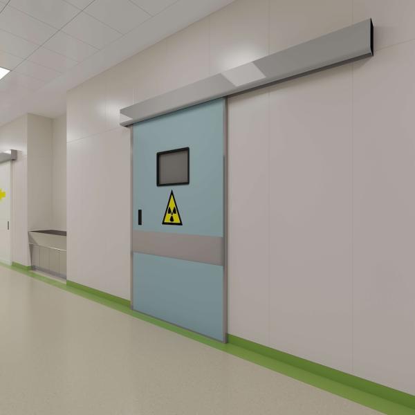 Quality GMP Compliant X Ray Room Door Automatic Sliding Radiation Protection Door Blue Ivory Green for sale
