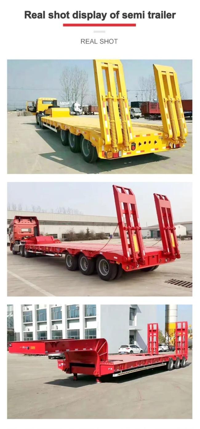 Hot Sale 3 Axles Heavy Duty Lowbed Semi Trailer 60 Tons 100tons Lowbed Trailer Truck