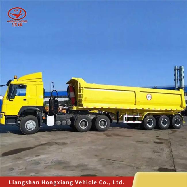 Hydraulic Grain Camions-Remorques Dumping Rear End Dump Tipper Semi Trucks Trailer