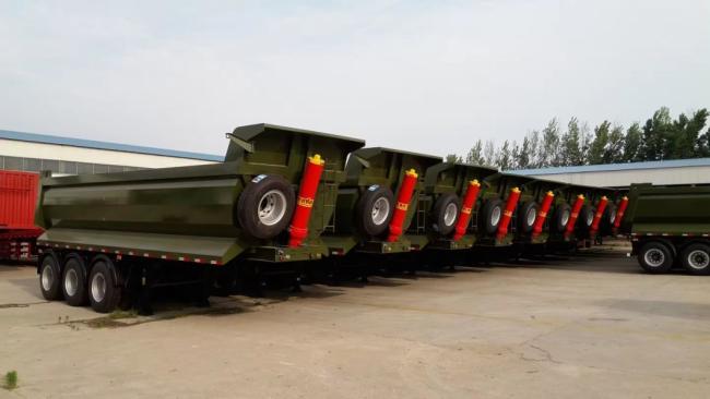 Stronger Triple Axle 50ton Dump Tipper Semi Trailers with Hydraulic Cylinder