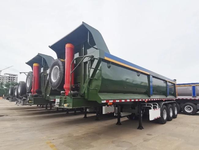 Stronger Triple Axle 50ton Dump Tipper Semi Trailers with Hydraulic Cylinder