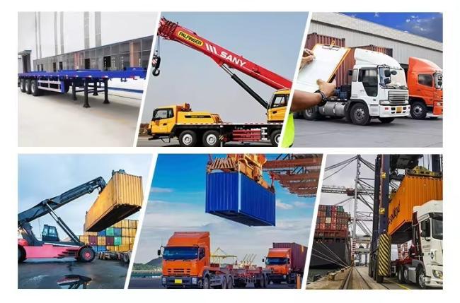 with Solid Tire 30 Ton Low Bed Platform Truck Flatbed Trailer