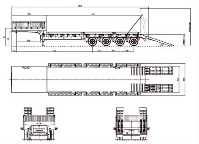 13m Lowbed Truck 60 Ton New Low Loader Bed Semi Trailer Transport Lowbed Semi Truck Trailer 3 Axle Gooseneck Flatbed Trailer