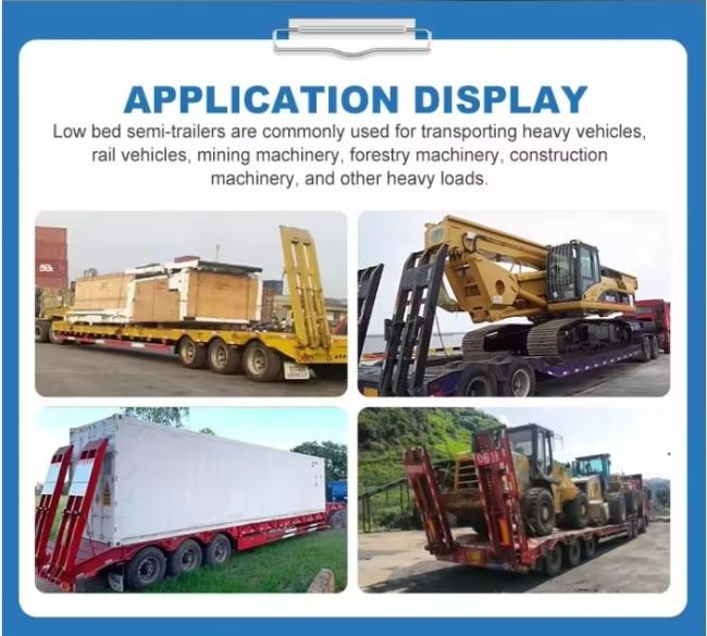 13m Lowbed Truck 60 Ton New Low Loader Bed Semi Trailer Transport Lowbed Semi Truck Trailer 3 Axle Gooseneck Flatbed Trailer