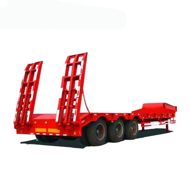 50ton Low Bed Flatbed Trailer 3 Axle Flatbed Low Semi-Trailer for Sale