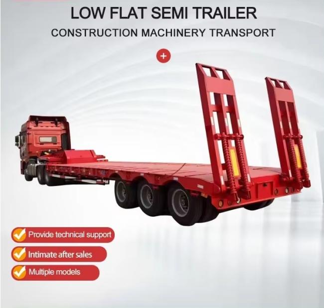 4 Axles 60 Tons Large Extendable Lowbed Trailer Removable Gooseneck Lowboy Trailer for Sale