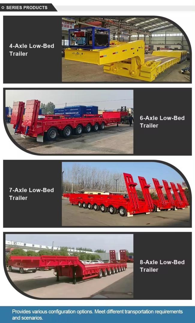 60tons Low Bed Semi Trailer Dimensions Semi Flatbed Trailer Axle for Sale Made in China