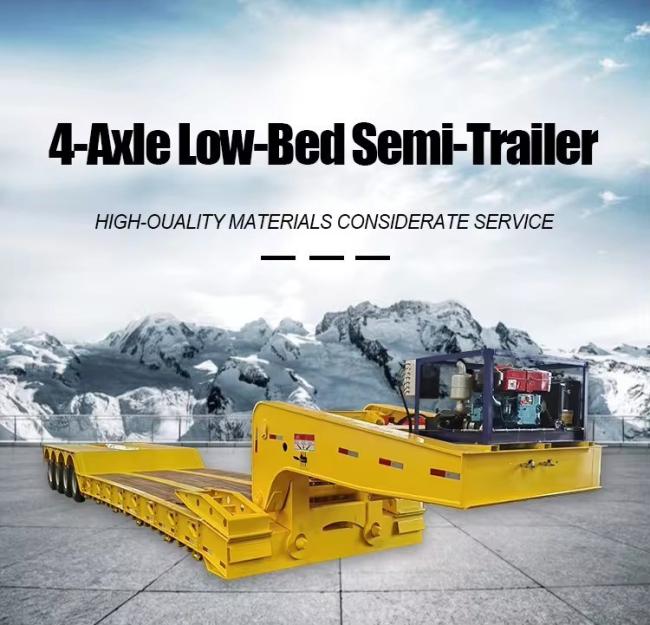 Cheap Customized 3 Axles Excavator Transport 60ton Used Lowbed Semi Trailers