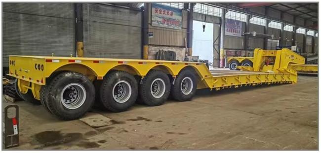 40-80ton 4 Axle Telescopic Extended Low Bed Semi Trailer / Low Boy Truck Semitrailer Low Flatbed Truck Semi Trailer