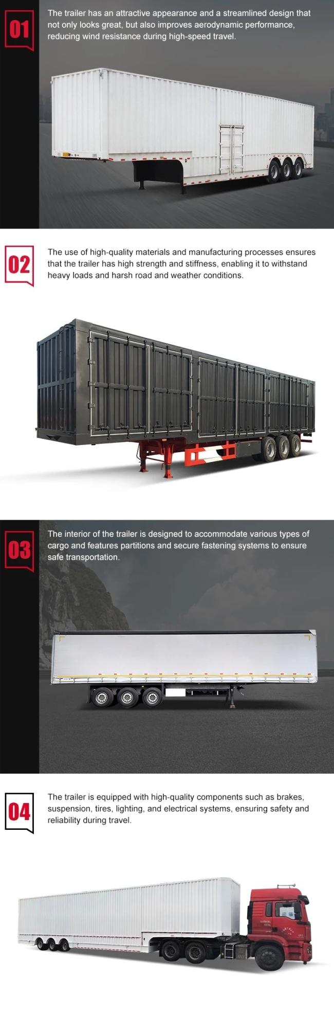 3 Axles 40 Tons Van Cargo Box PVC Curtain Side Semi Trailer