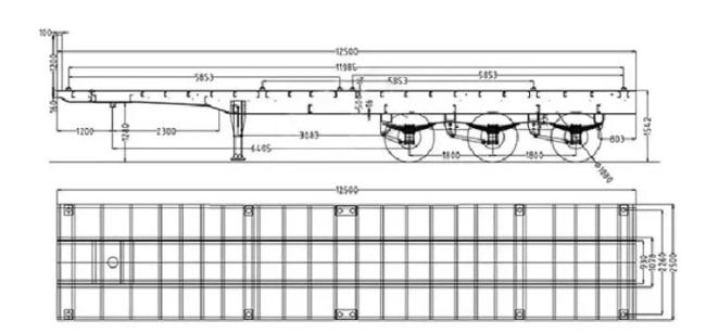 3/4axles 60 Tons 20/40 FT Container Shipping Flat Deck High Bed Platform Flatbed Truck Trailer Semi Trailer