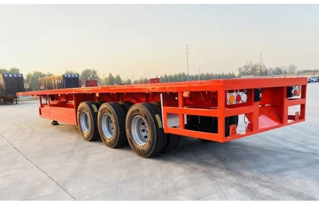 3/4axles 60 Tons 20/40 FT Container Shipping Flat Deck High Bed Platform Flatbed Truck Trailer Semi Trailer