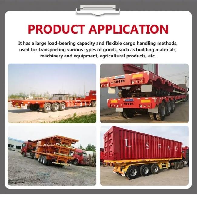 3/4axles 60 Tons 20/40 FT Container Shipping Flat Deck High Bed Platform Flatbed Truck Trailer Semi Trailer