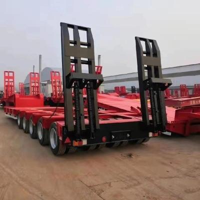 Cina 50-100 tonnellate Camione pesante con collo di gallina Semirimorchio a letto basso con gamba di atterraggio manuale in vendita