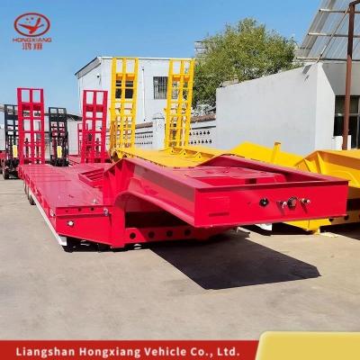 China 13500X3000X1550 mm 13t Axle Lowbed Trailer Tri-Axle Low Bed Semi Trailer for and Transport for sale