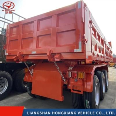 China Customized White Color Shot Blast 3 Axles Rear Dump Semi Trailer for Material Hauling for sale