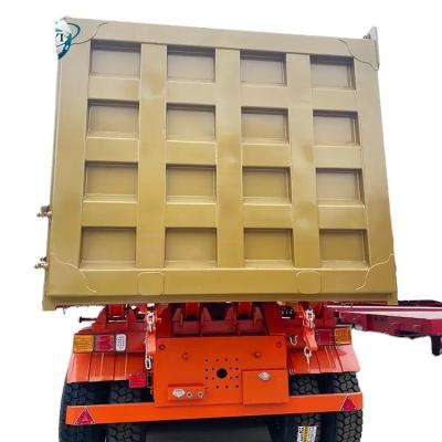 China Hydraulische mijnbouw aanhangwagen 40t 50t Truck Drie-assige platbed U-vormige dumpende halve aanhangwagen Te koop