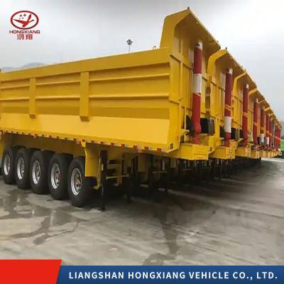 中国 フラットベッド3軸型U型傾斜式半トレーラー 2速着陸脚付きダンプトレーラー 販売のため