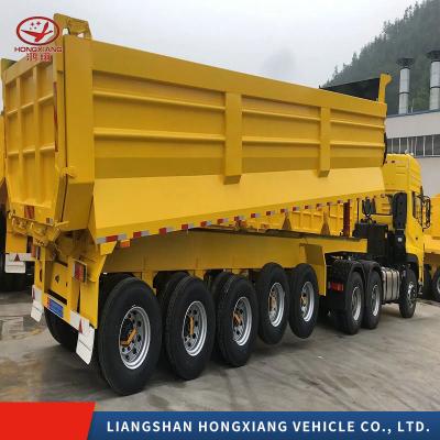 中国 鉄3軸の傾斜式半トレーラー 傾斜式トラックトレーラー 重荷用ダンプトレーラー 販売のため