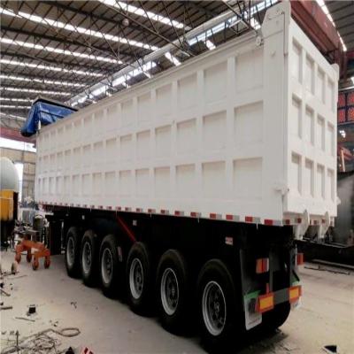 China Manual Landing Leg 4 Axles Tipper Tipping Trailer Dump Box Semi Trailer for Unloading for sale