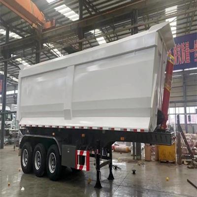 China Manual Landing Leg 4 Axles Tipper Tipping Trailer Dump Box Semi Trailer for Unloading for sale