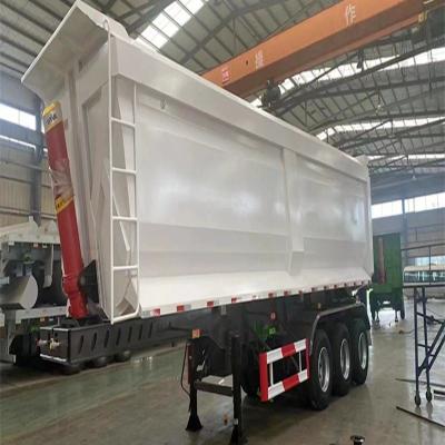 China Manual Landing Leg 4 Axles Tipper Tipping Trailer Dump Box Semi Trailer for Unloading for sale