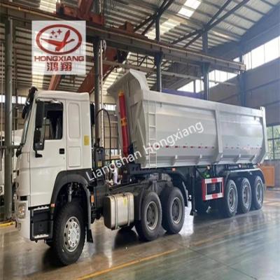 中国 80トンのターパートレーラー 後ろのダンプトラック 12r22.5 タイヤ13500X3000X1550mmのセミトレーラー 販売のため