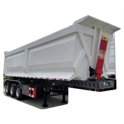 China 80 Ton Maximum Load 4 Axle Hydraulic Telescopic Cylinder Semi Trailer for Side Tipper Dump for sale