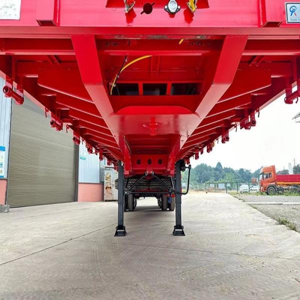 Quality 80t Telescopic Low Flatbed Truck Trailer 3 Axle Lowbed Semi Trailer with High for sale