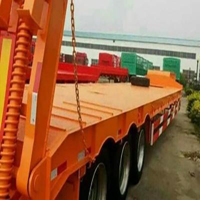 China s Two Lines and Four Axes Gooseneck Flatbed Trailer with Hydro-Pneumatic Suspension for sale
