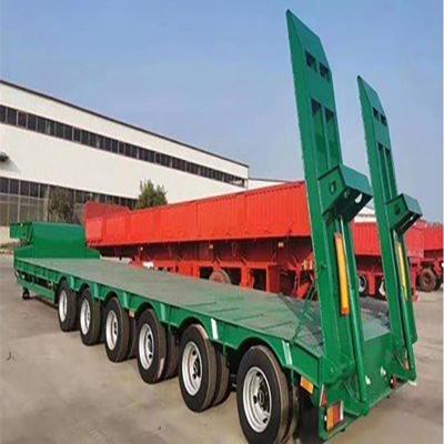China Tri Axle 20/40 Foot Flat Deck Bed Platform 40 FT Container Flatbed Semi Truck Trailer for sale