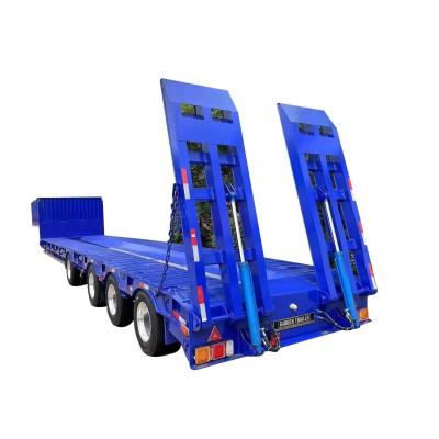 China 13t Axle Heavy Duty Flatbed Lowboy Low Bed Semi Trailer for Heavy Equipment Transport for sale