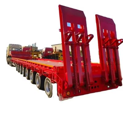 China 13m Lowbed Truck 60 Ton Semi Trailer Transport Lowbed Semi Truck Trailer 3 Axle Gooseneck Flatbed Trailer for sale
